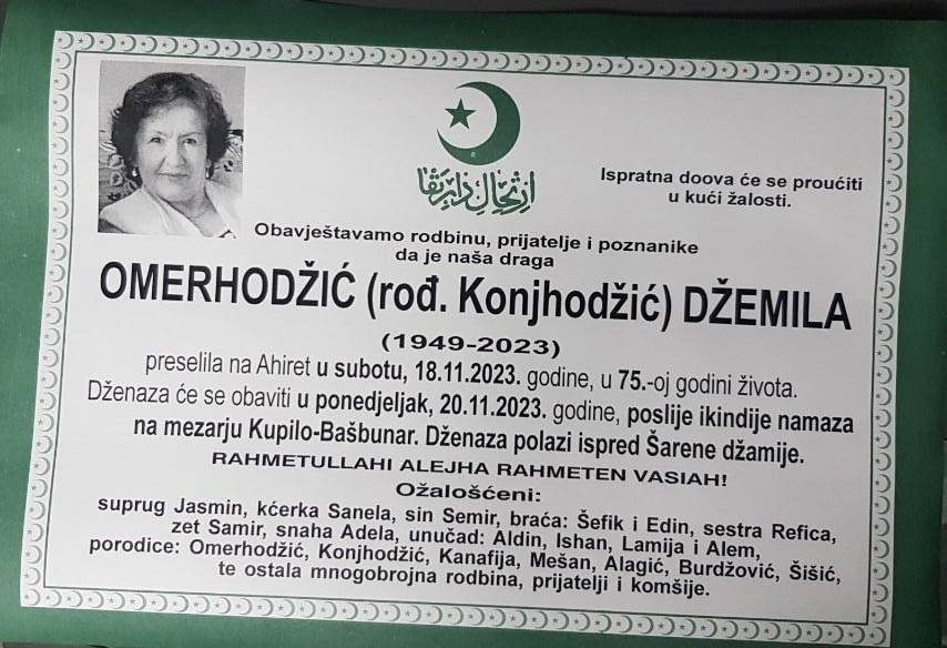 Preselila Omerhodzic(rodj.Konjhodzic) Dzemila – Ljubušaci