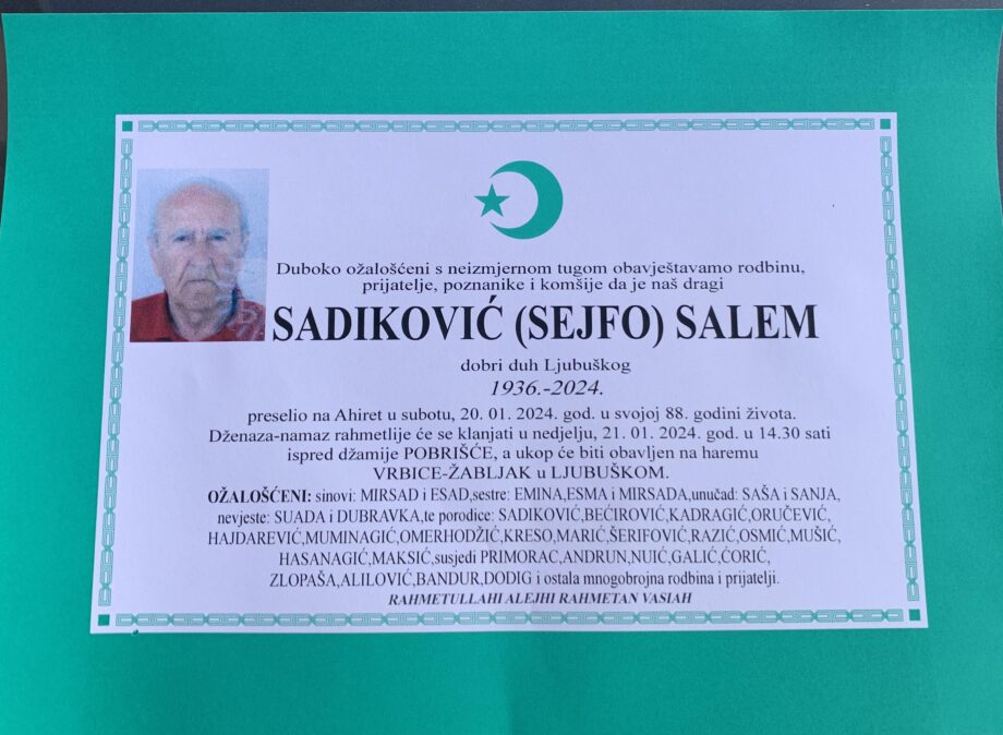 Preselio Salem Sadikovic – Ljubušaci